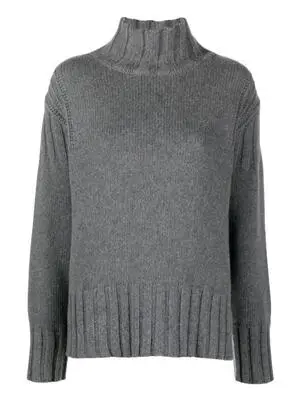JIL SANDER Roll Neck Knitted Jumper - Gray