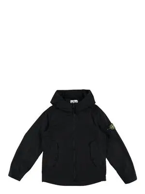Stone Island Hooded Jacket With Zip Fastening And Flap Pockets - Black