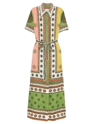 ALEMAIS Alemais Printed Maxi Dress With Pointed Collar And Short Sleeves