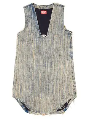 DIESEL® Diesel De Laris Asymmetric V-Neck Day Dress Medium Blue