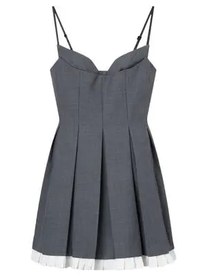 SHUSHU/TONG Pleated Sweetheart Dress - Black