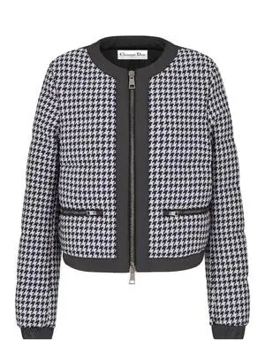 Dior Houndstooth Zip-up Jacket - Black