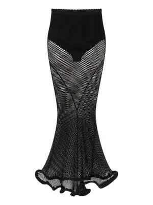 GIVENCHY Givenchy Midi Kickback Skirt In Black Mesh