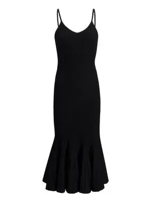 Khaite Queen V-neck Midi Dress - Black