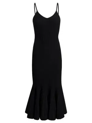 Khaite Queen V-neck Midi Dress - Black