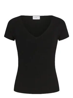Marella Rib-knit Viscose Sweater With V-neckline And Kimono Sleeves - Black