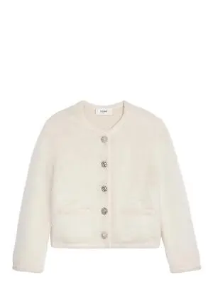 Celine Brushed Mohair Cardigan Jacket - Off White