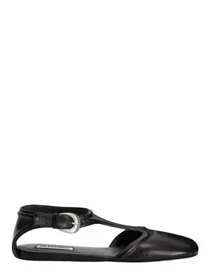JIL SANDER Round Toe Ankle Strap Sandals - Black