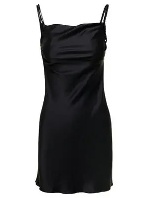 Nanushka Merva Square Neck Satin Mini Dress - Black
