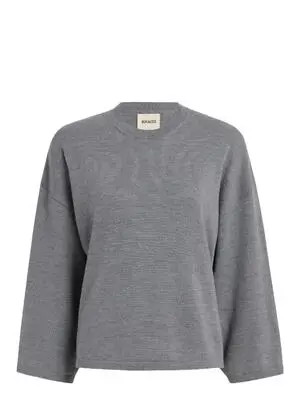 Khaite Khaite Darcy Crewneck Pullover In Fine Merino Wool Grey