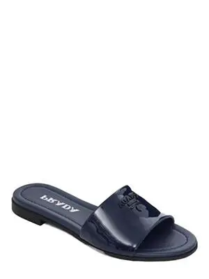Prada Logo Detail Open Toe Slides - Blue
