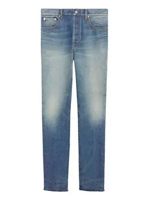 Gucci Logo Patch Straight-leg Jeans - Blue