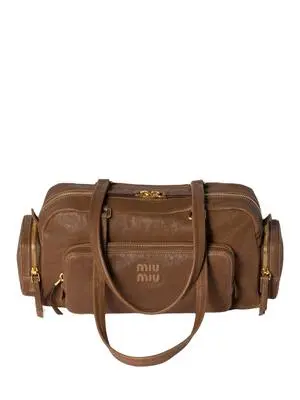 Miu Miu Washed Nappa Leather Bag - Brown