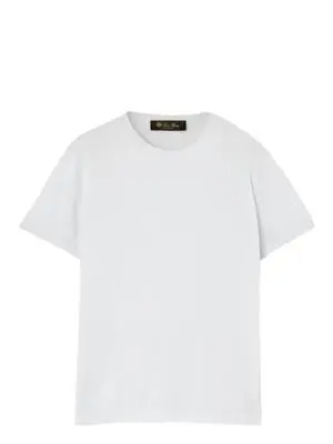 Loro Piana Angera Crewneck With Embroidered Logo - Periwinkle