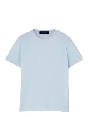 Loro Piana Angera Crewneck With Embroidered Logo - Periwinkle