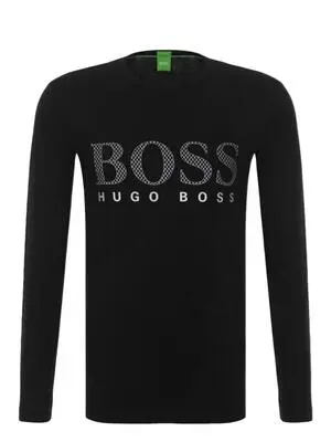 Hugo Boss T-shirt With Round Neck And Long Sleeves - Black