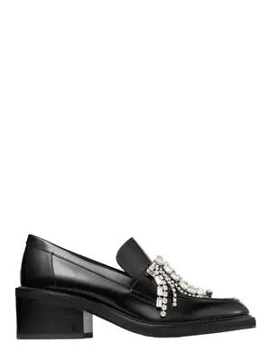 JIMMY CHOO Tylor Crystal-embellished Loafer Pumps - Black