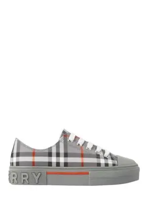 Burberry Check-pattern Canvas Lace-up Sneakers - Gray