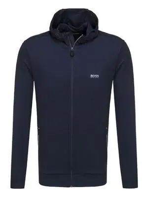 Hugo Boss Logo Hooded Zip-up Sweater - Black