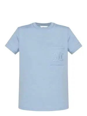 Max Mara Logo Embroidered Crewneck T-shirt - Blue