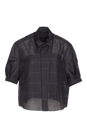 Sacai Short Sleeve Shirt With Lapel Collar - Black