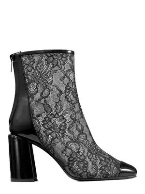 JIMMY CHOO Lace Panelling Block Heel Ankle Boots - Black