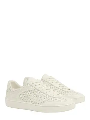 Gucci Perforated Leather Lace-up Sneakers - White