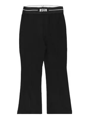 MSGM MSGM Logo Waistband Flared Jersey Trousers