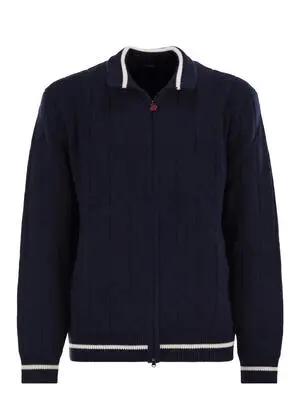 Kiton Zipped Ribbed Cashmere Cardigan - Black