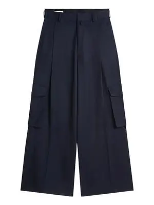 Dries Van Noten Wide-leg Cargo Pants With Pleats - Navy