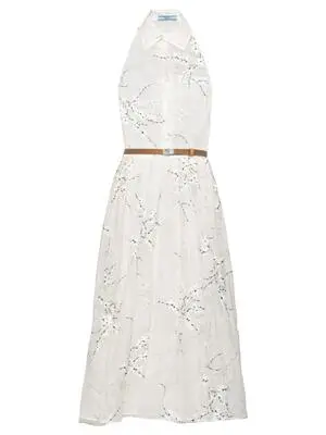 PRADA Prada Sleeveless Belted Midi Shirt Dress