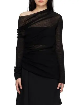 ANN DEMEULEMEESTER Draped Turtleneck Long-sleeved Jumper - Black