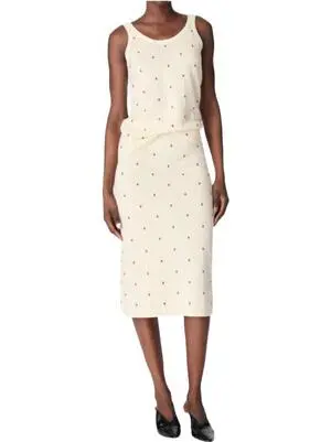 Bottega Veneta Embroidered Matches Midi Skirt - Chalk/lacquer