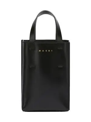 Marni Logo Printed Top Handle Bag - Black