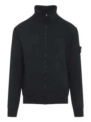 Stone Island Logo Patch Zip-up Sweatshirt - Blue