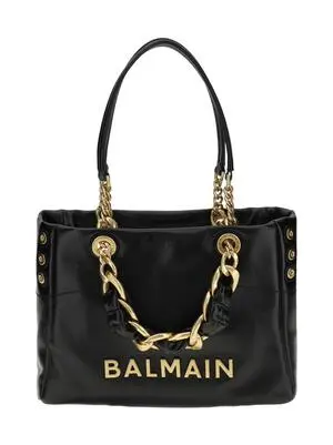 Balmain 1945 Soft Cabas Small Crinkled Shoulder Bag - Black