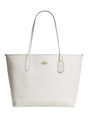 COACH Signature Coated Canvas Tote Bag - Signature Canvas/gold/white/chalk