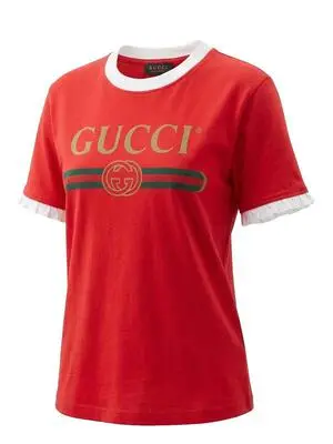 Gucci Cotton Jersey T-shirt With Printed Logo - Red