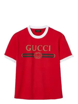 Gucci Gucci Cotton Jersey T-shirt With Printed Logo Red