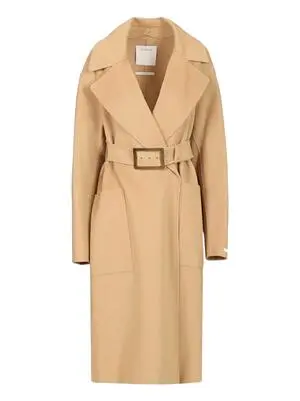 Sportmax Belted Long Sleeve Coat - Nude
