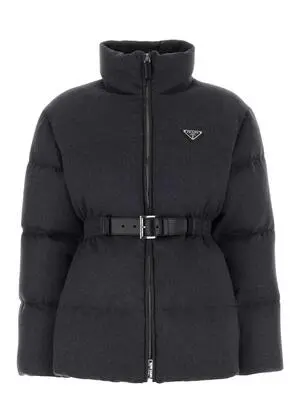 Prada Zipped Belted Jacket - Slate Grey