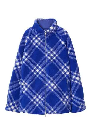 Burberry Checked Fleece Jacket - Blue
