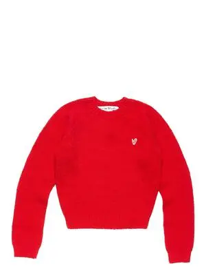 Acne Studios Ribbed Knit Heart Logo Jumper - Bright Red