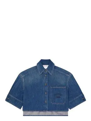 Givenchy Cropped Cocoon Denim Shirt - Medium Blue