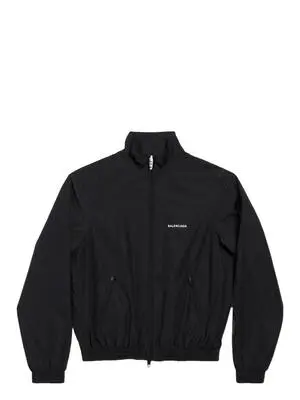 Balenciaga Logo Embroidered Zip-up Jacket - Black