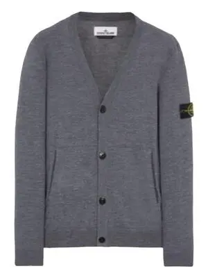 Stone Island Stone Island Logo-Patch Button-Up Cardigan Grey