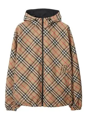 Burberry Logo Embroidered Checked Reversible Jacket - Multicolor