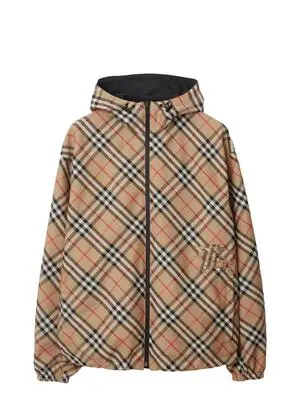 Burberry Burberry Logo Embroidered Checked Reversible Jacket Multicolor
