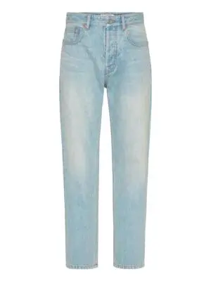 Valentino Garavani Logo Patch Mid-rise Jeans - Blue