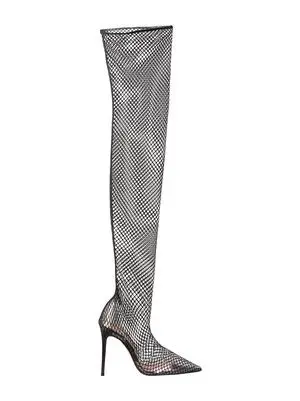GIANVITO ROSSI Over-the-knee Mesh Stiletto Boots - Gray